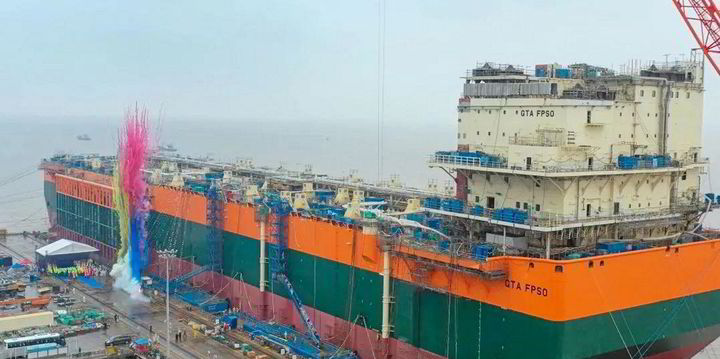 Floater hull for giant BP project off West Africa hits the water ...