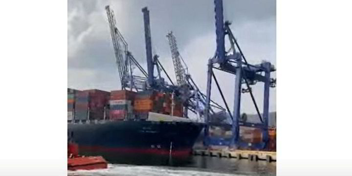 Out Of Control Container Ship Crashes Into Three Cranes Tradewinds