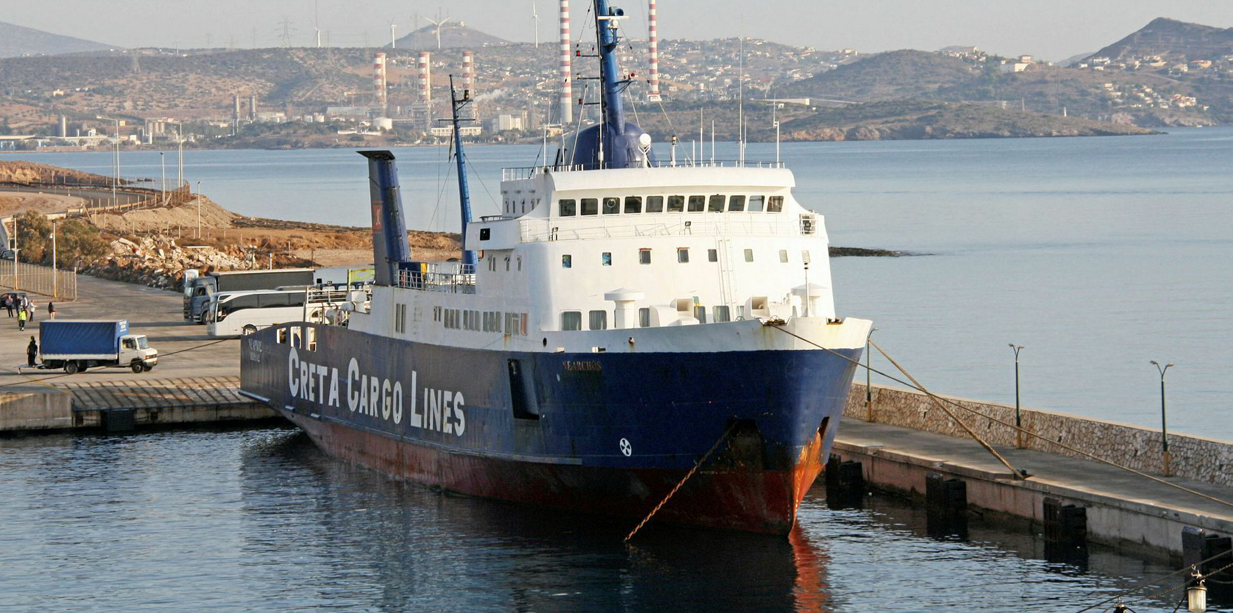 Greek ro-ro runs aground atop a volcano | TradeWinds