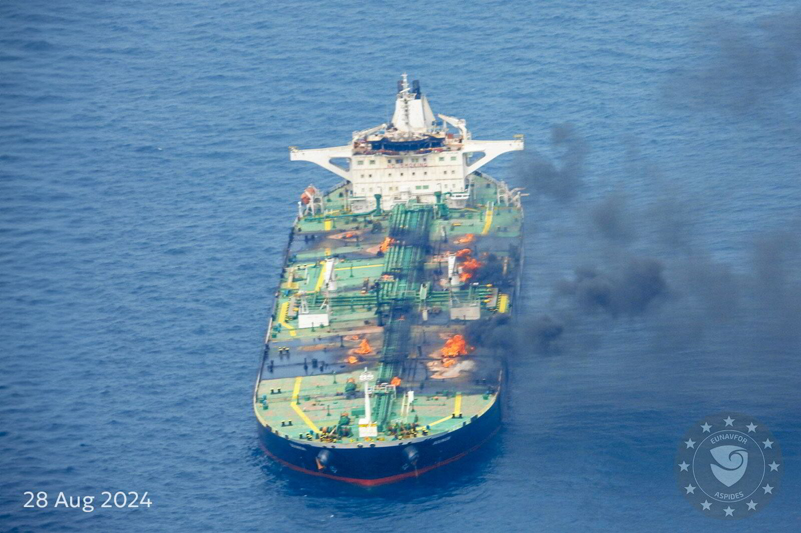 Dramatic pictures show fire burning on tanker hit by brutal Houthi ...
