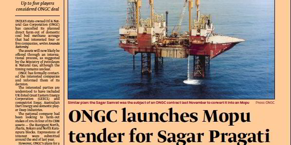 ONGC launches Mopu tender for Sagar Pragati | Upstream Online